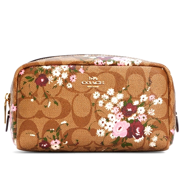 Coach | Bags | Coach Cosmetic Case In Signature Canvas With Evergreen ...